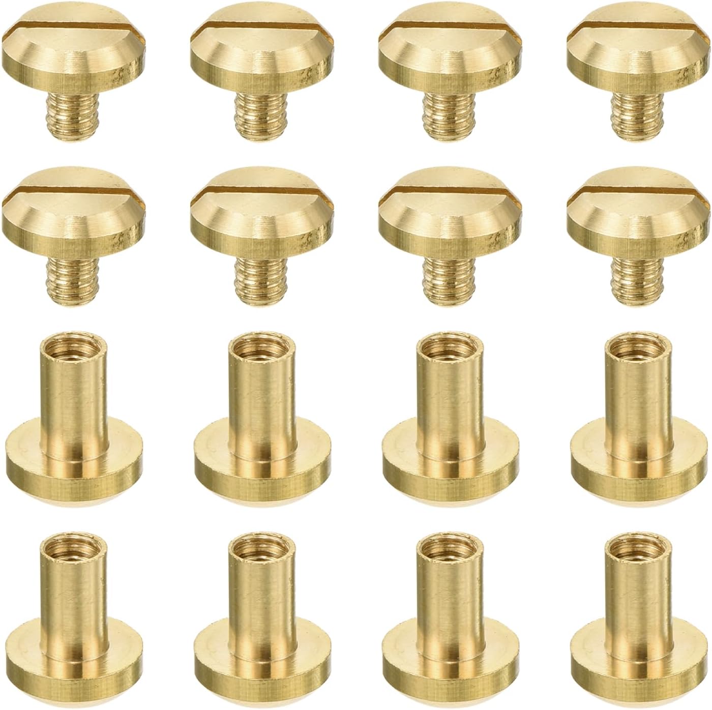 Amazon.com: uxcell 8Pcs Brass Chicago Screw, 8mm Concave Leather Rivets ...