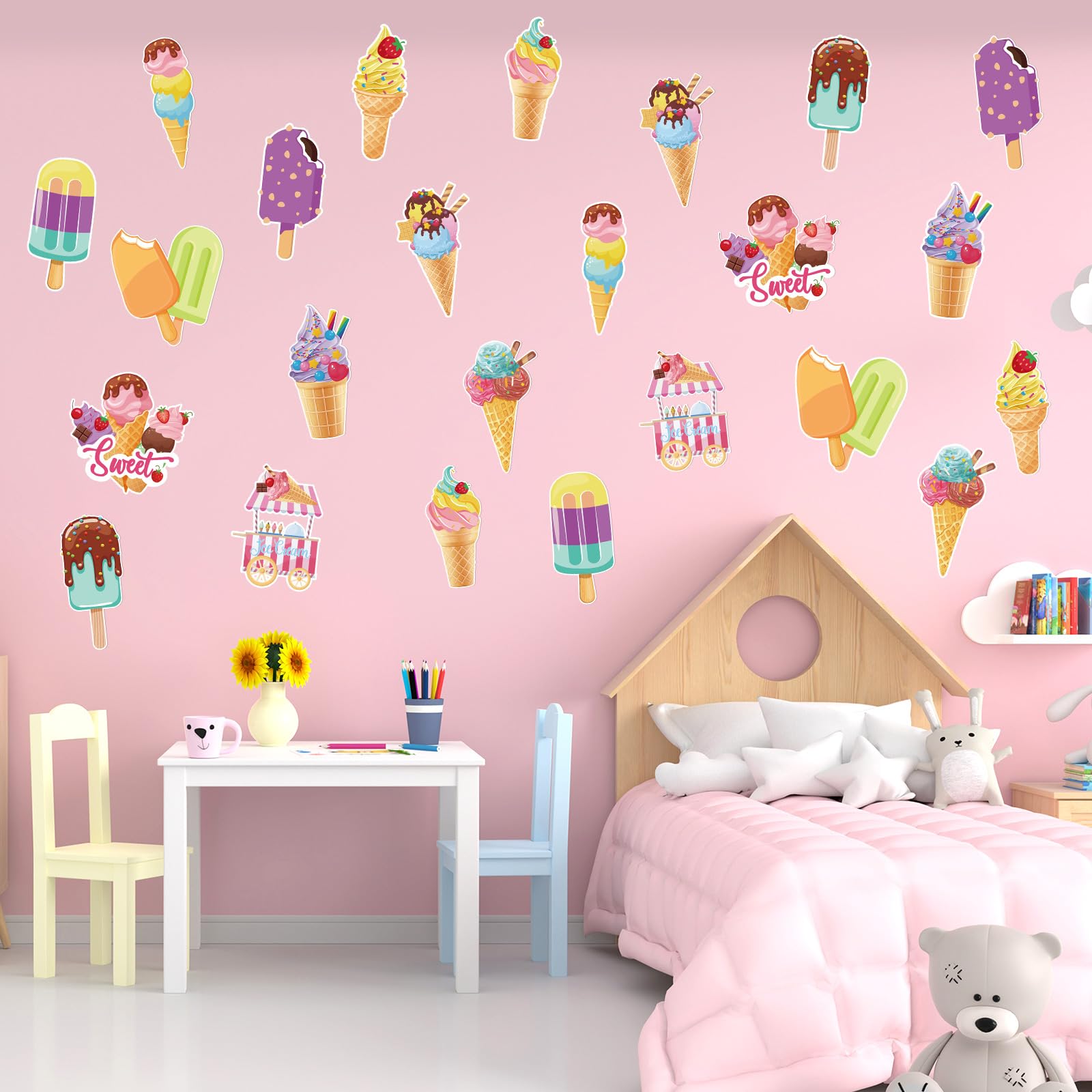 Snapklik.com : 60 Pcs Ice Cream Decorations Ice Cream Bulletin Board ...