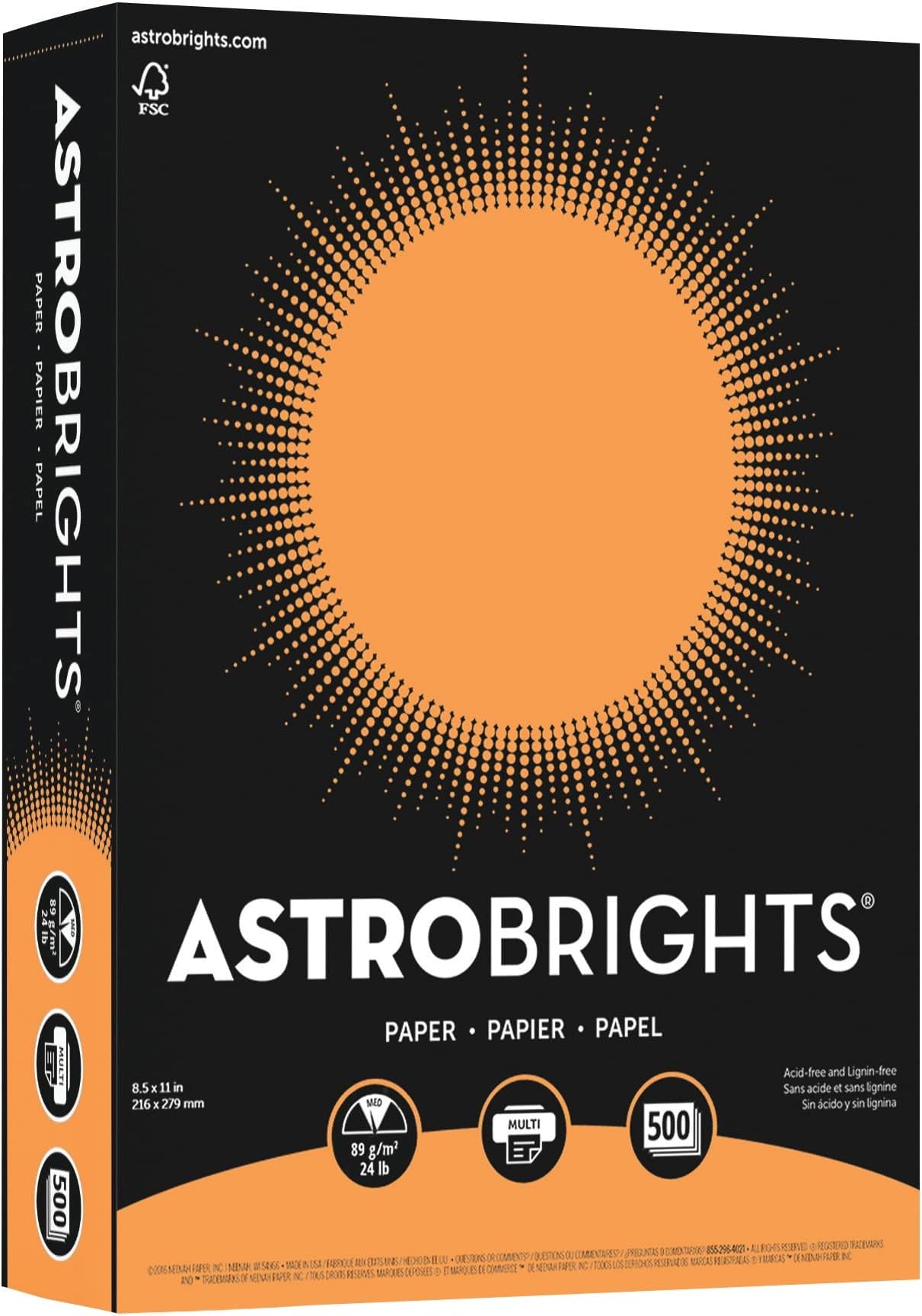 Neenah 21658 Astrobrights Premium Color Paper, 24 lb, 8.5 x 11 Inches ...