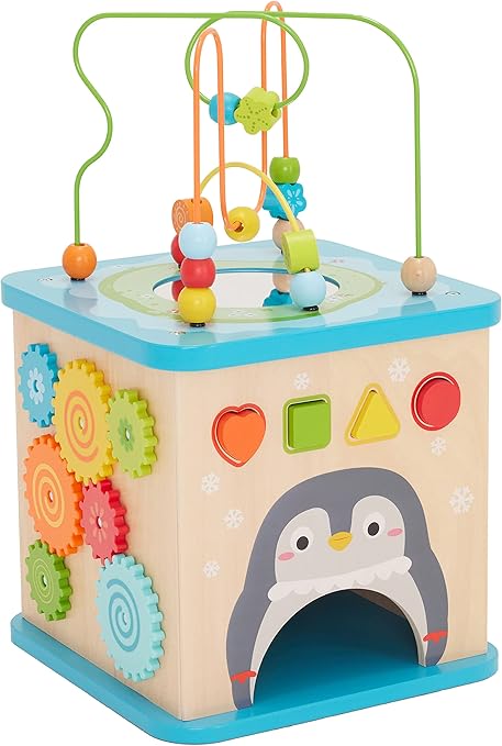 Amazon.com: Amazon Basics Wooden Activity Learning Cube-Kids Activity ...