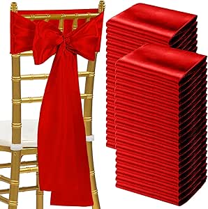 Amazon.com: Vencede Red Chair Sashes 130pcs Satin Chair Sashes Bows for ...