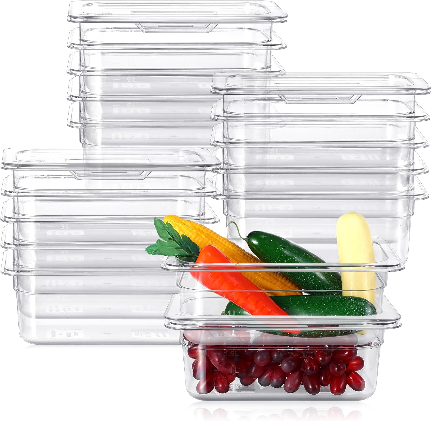 Amazon.com: Lallisa 16 Pack 1/4 Size 4'' Food Pans with Lids Stackable ...