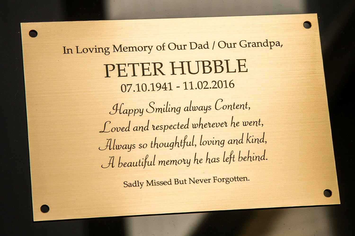 5 x 2 Engraved Memorial Plaque, Door Sign, Bench Plate Brass Effect ...