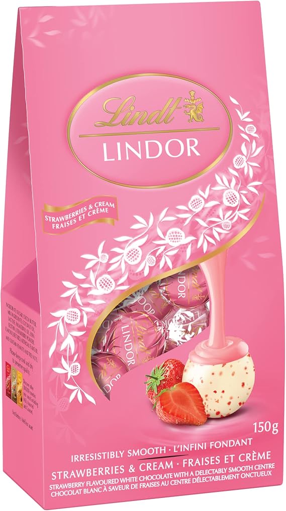 Lindt Lindor Strawberries and Cream White Chocolate Truffles, 150-Gram ...