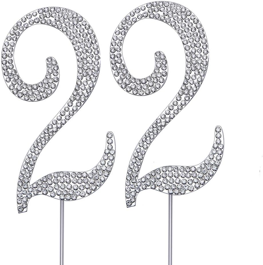 Amazon.com: LINGPAR 22 Years Birthday Cake Topper - New Best Crystal ...