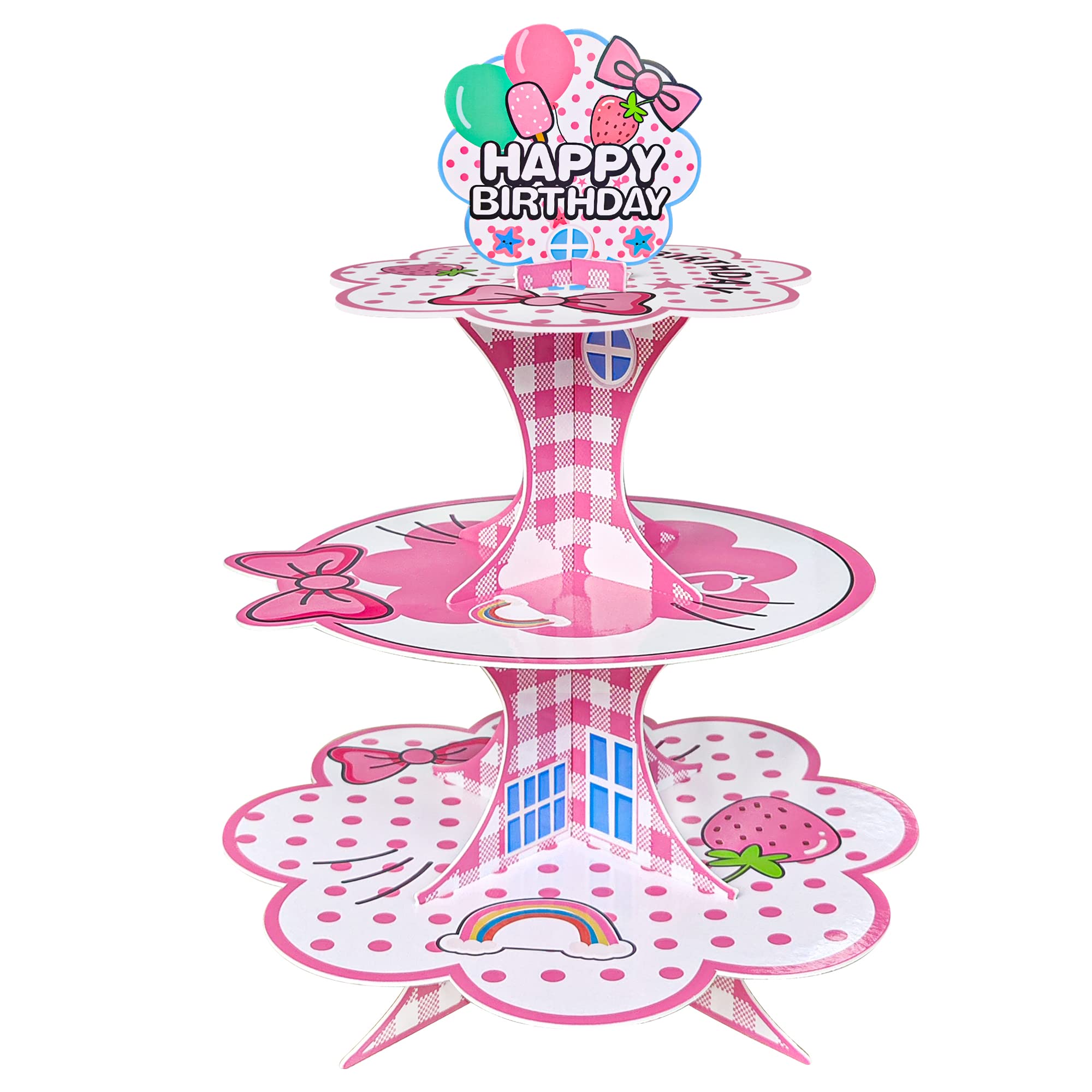 Cartoon Cat Cupcake Stand Cardboard Hello Cute Cat Birthday Party for ...