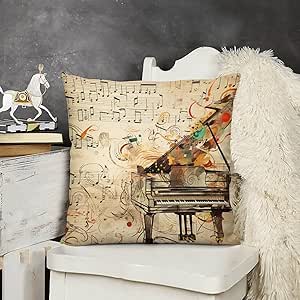 Amazon.com: HighonHi Pillow Cushion Case Old Vintage Abstract Piano and ...