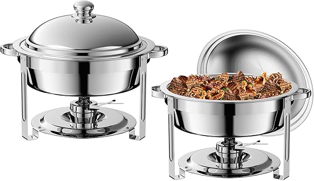 Amazon.com: 2 Pack Round Chafing Dish Buffet Set,Stainless Steel 8QT ...