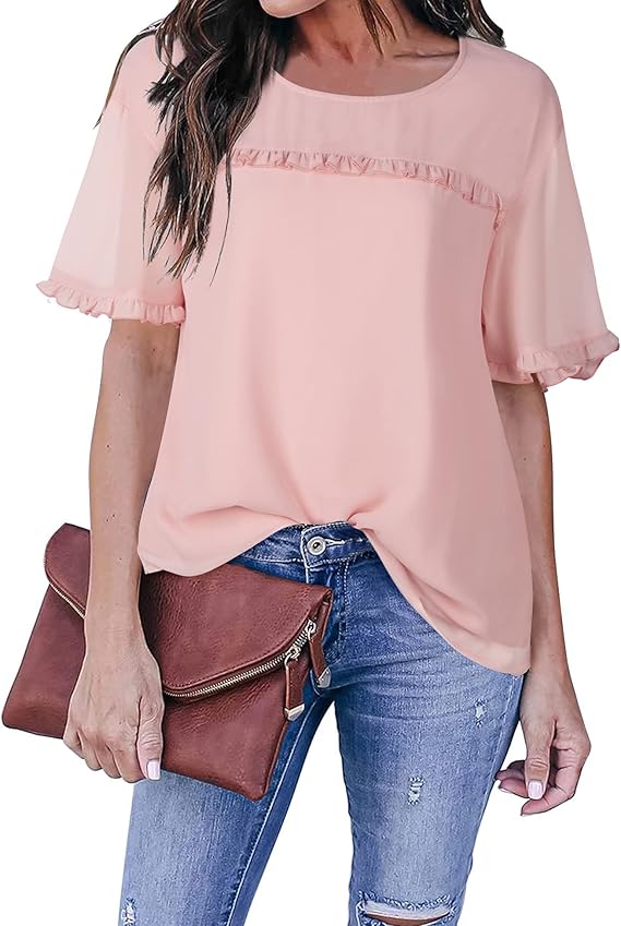 Bebonnie Tunic Top to Wear with Leggings, Ladies Juniors Ruffle Short ...