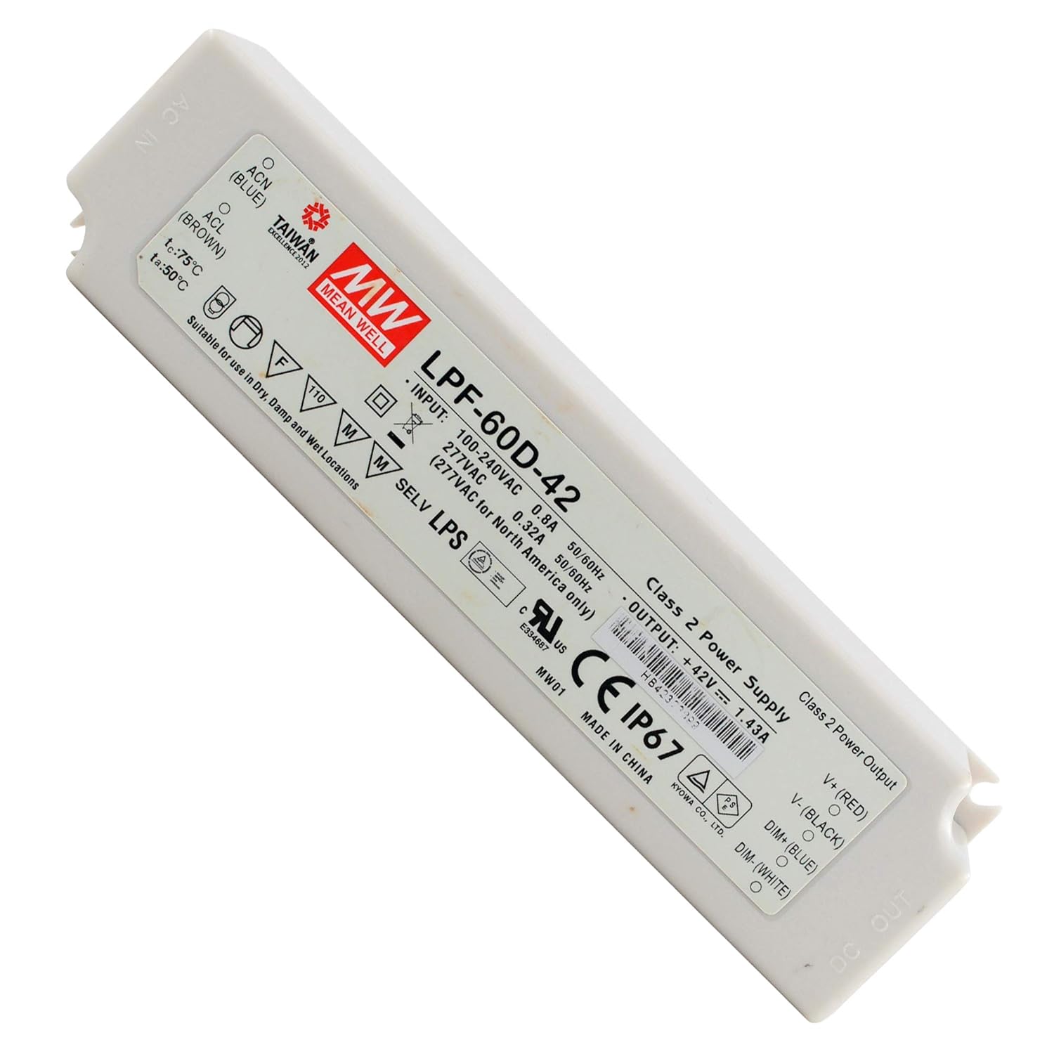 EverSale Mean Well LPF-60D-42 Class-2 Dimmable LED Driver, 42Vdc, 1.43A, 100-240V - Amazon.com
