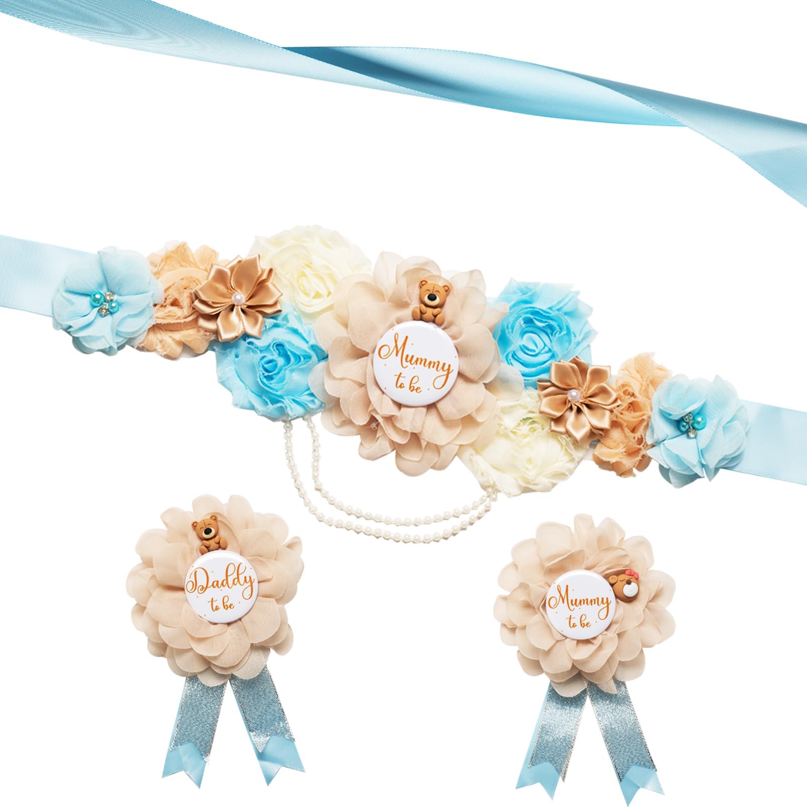 Amazon.com : Rosavida Teddy Bear Maternity Sash Set Mummy and Daddy ...
