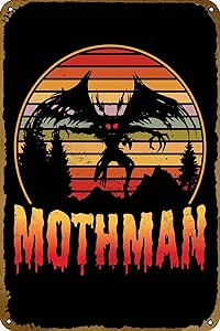 Amazon.com : Mothman Cryptid Sunset poster Retro tin Sign Wall Art Decor Metal Sign Decoration ...