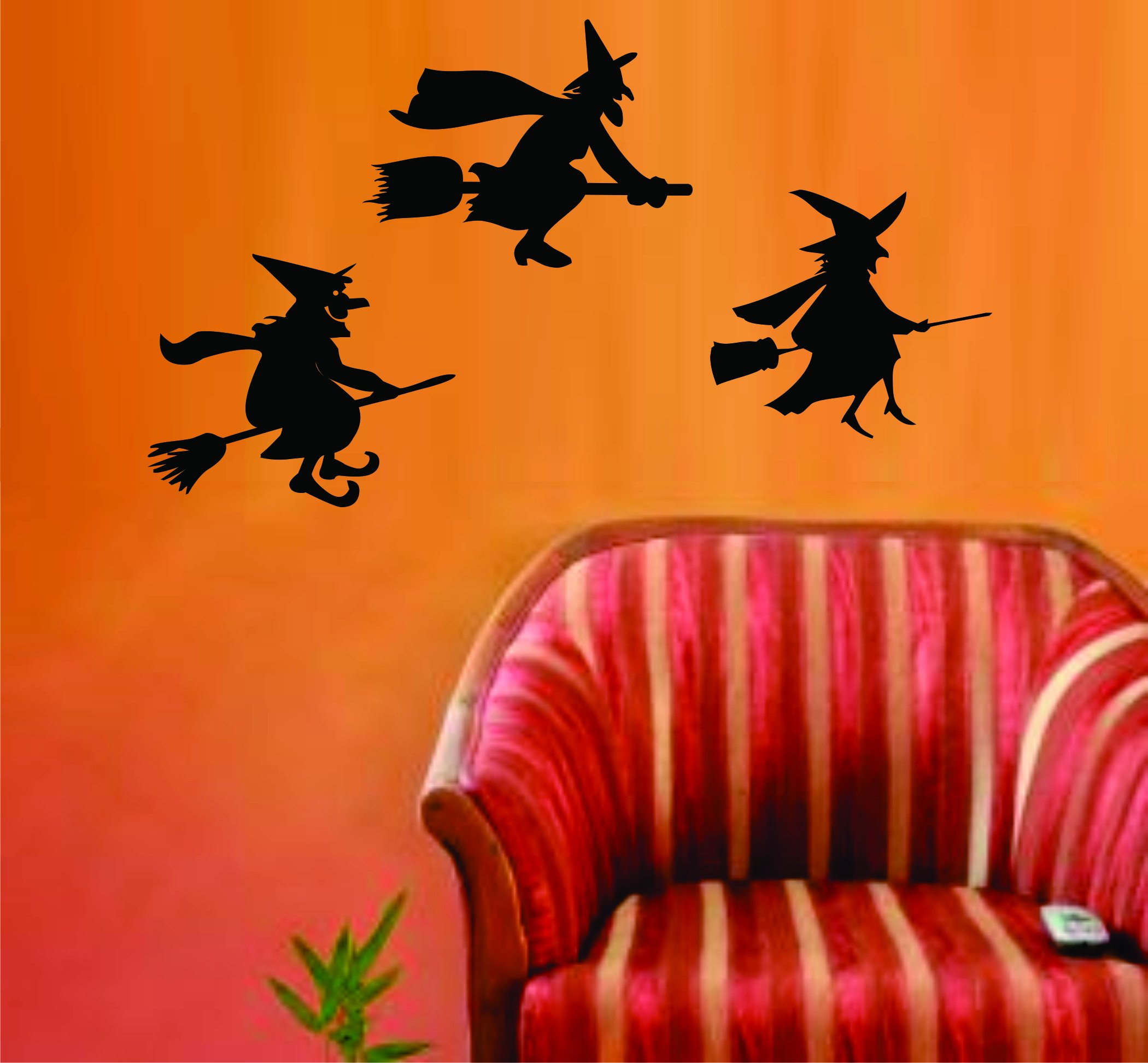 Three Flying Witches Halloween Wall Vinyl Decal Sticker Art Graphic ...