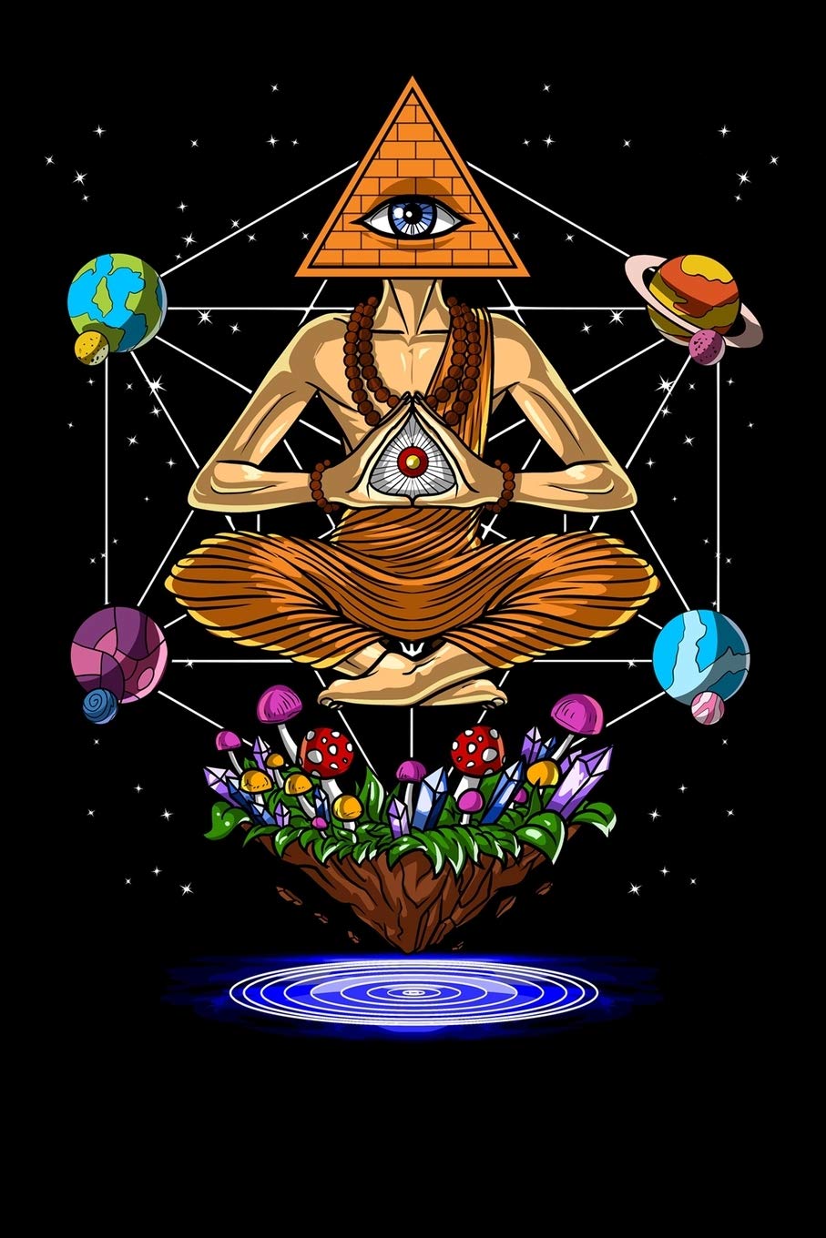 Psychedelic Notebook: Psychedelic Illuminati Pyramid Sacred Geometry Magic Mushrooms Notebook ...