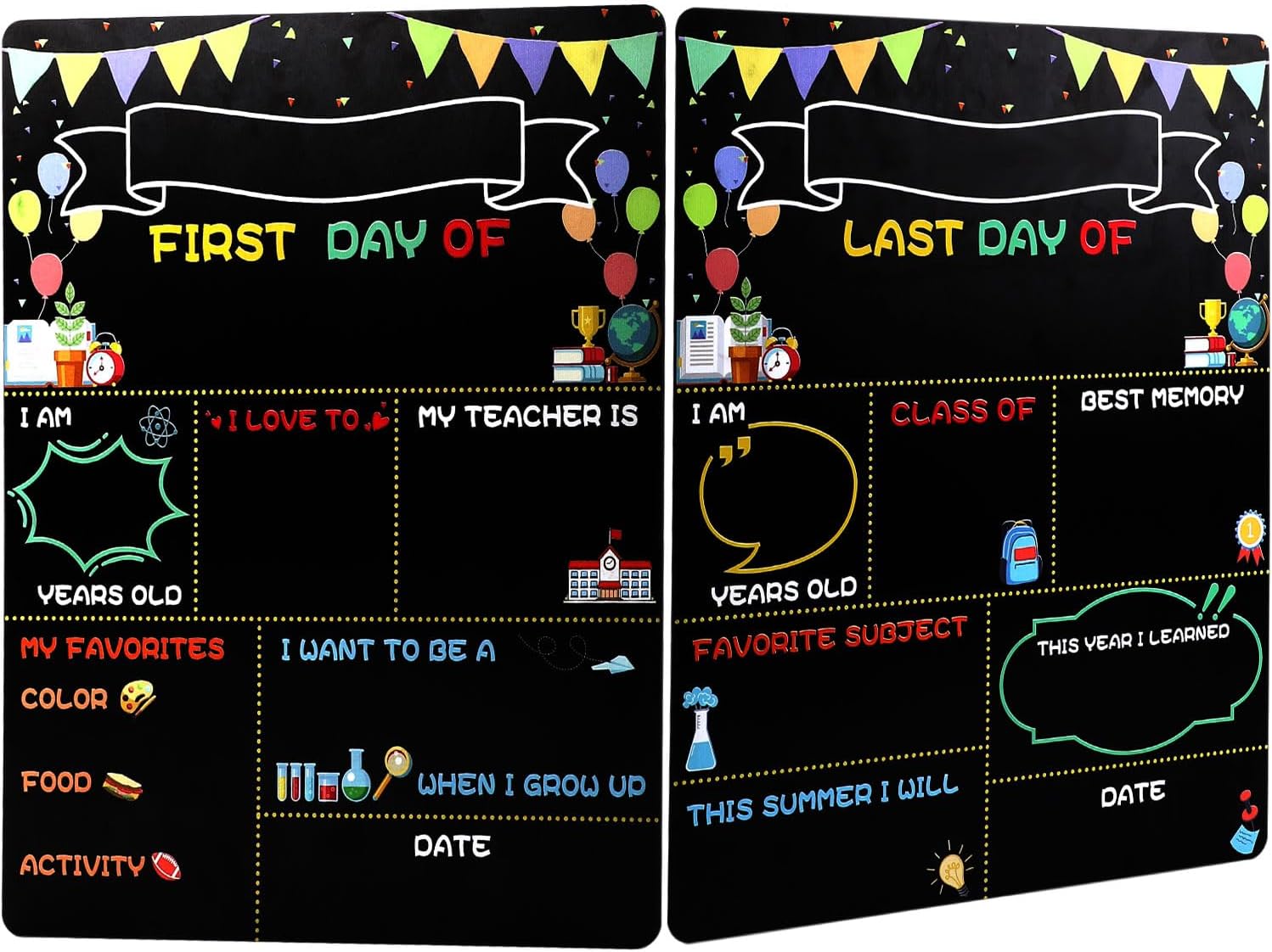 First Day of School Board, 11.8 x 9.8 Inch Double Sided First Day ...