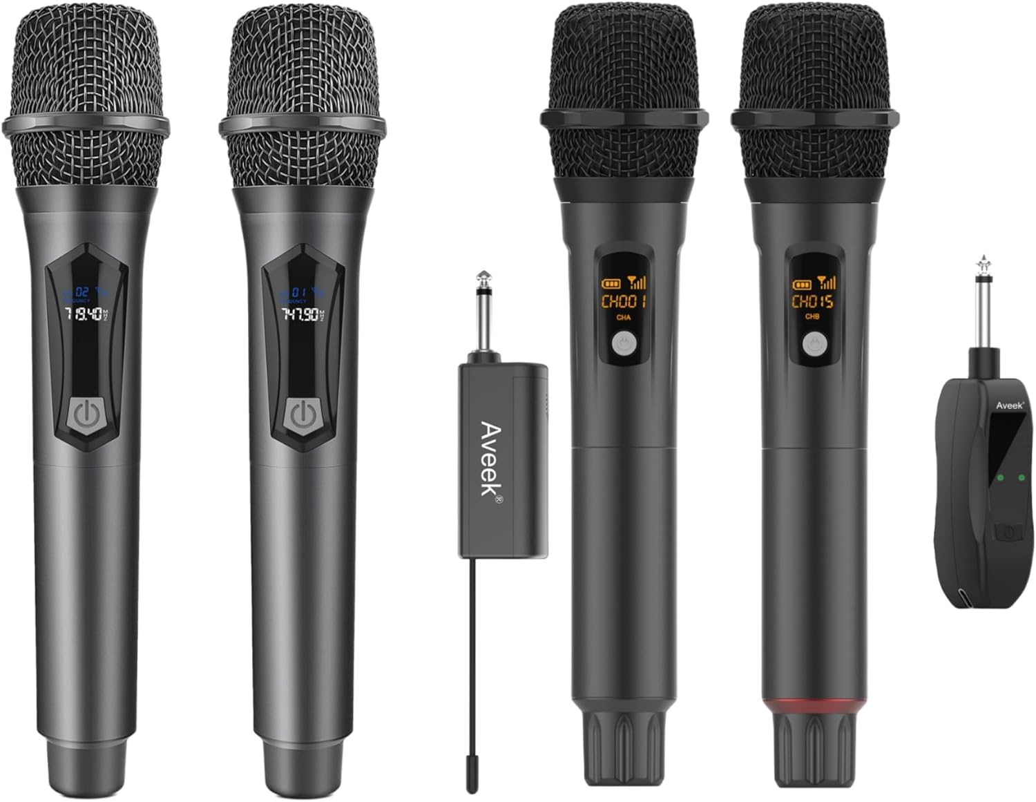 Amazon.com: Aveek Wireless Microphones for Karaoke 4 Packs : Musical Instruments