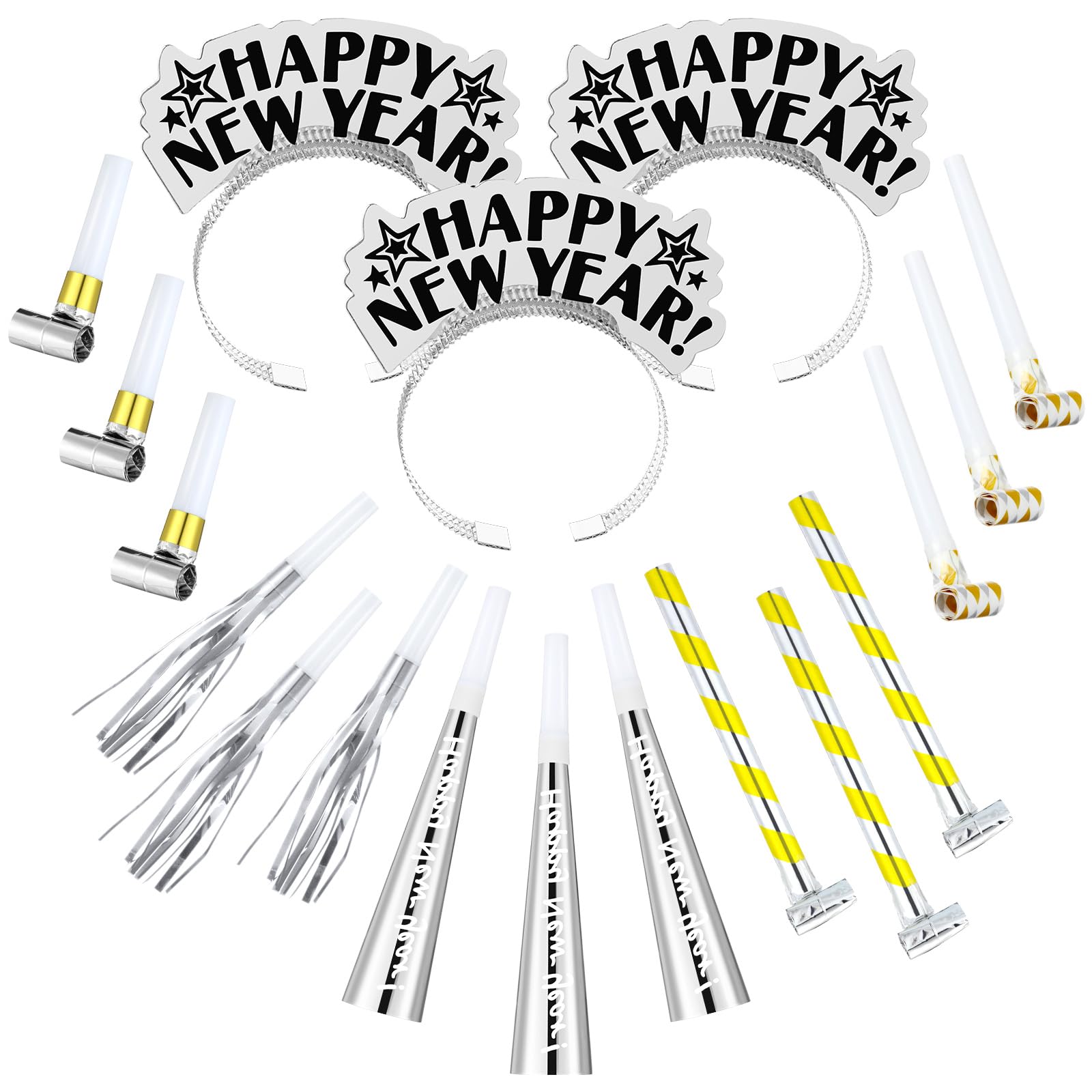 Amazon.com: Lenwen 18 Pcs Happy New Years Eve Party Supplies 2025 Noise ...