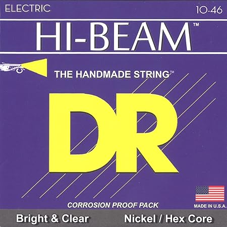 Amazon.com: DR Strings Electric Guitar Strings, Hi-Beam, Hex Core 10-46 ...