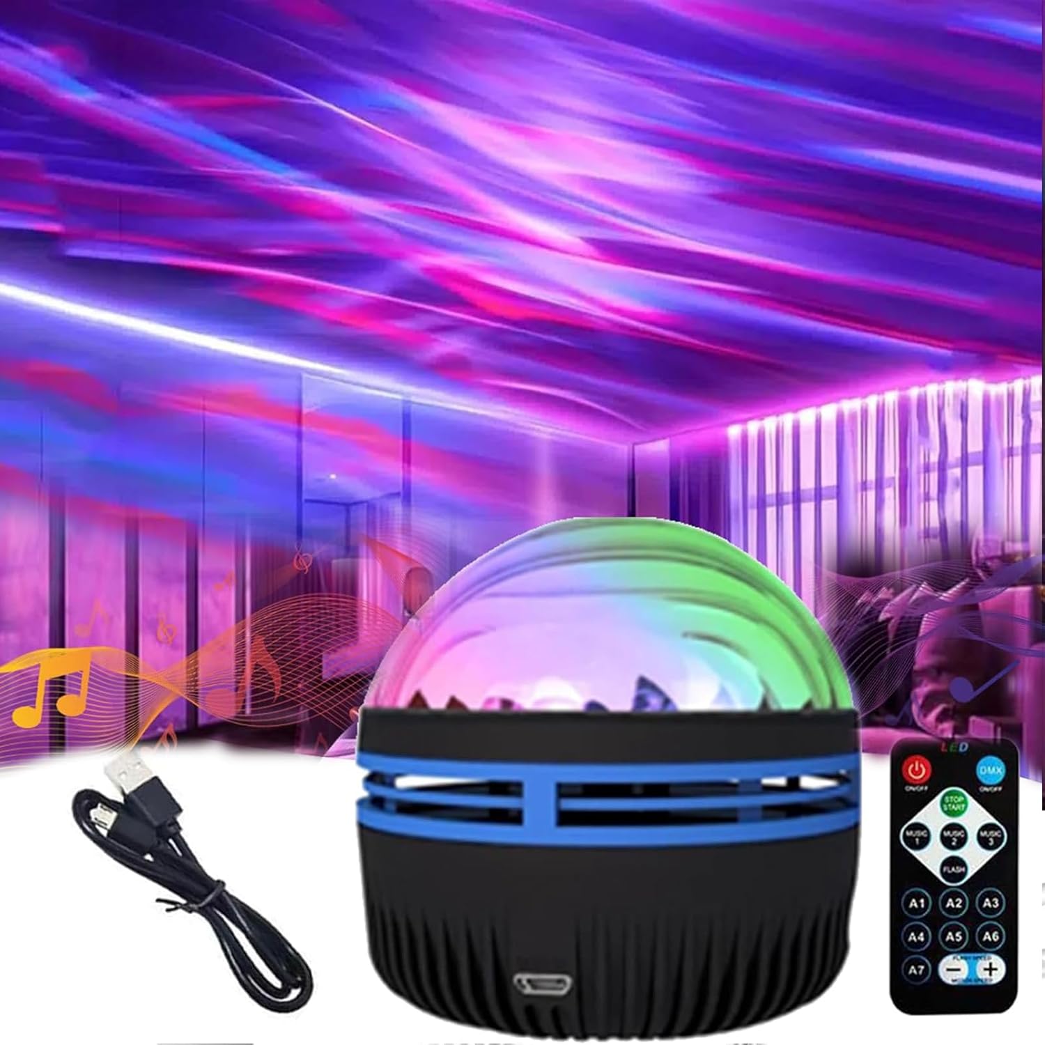 2 in 1 Northern Lights and Ocean Wave Projector with 14 Light Effects ...