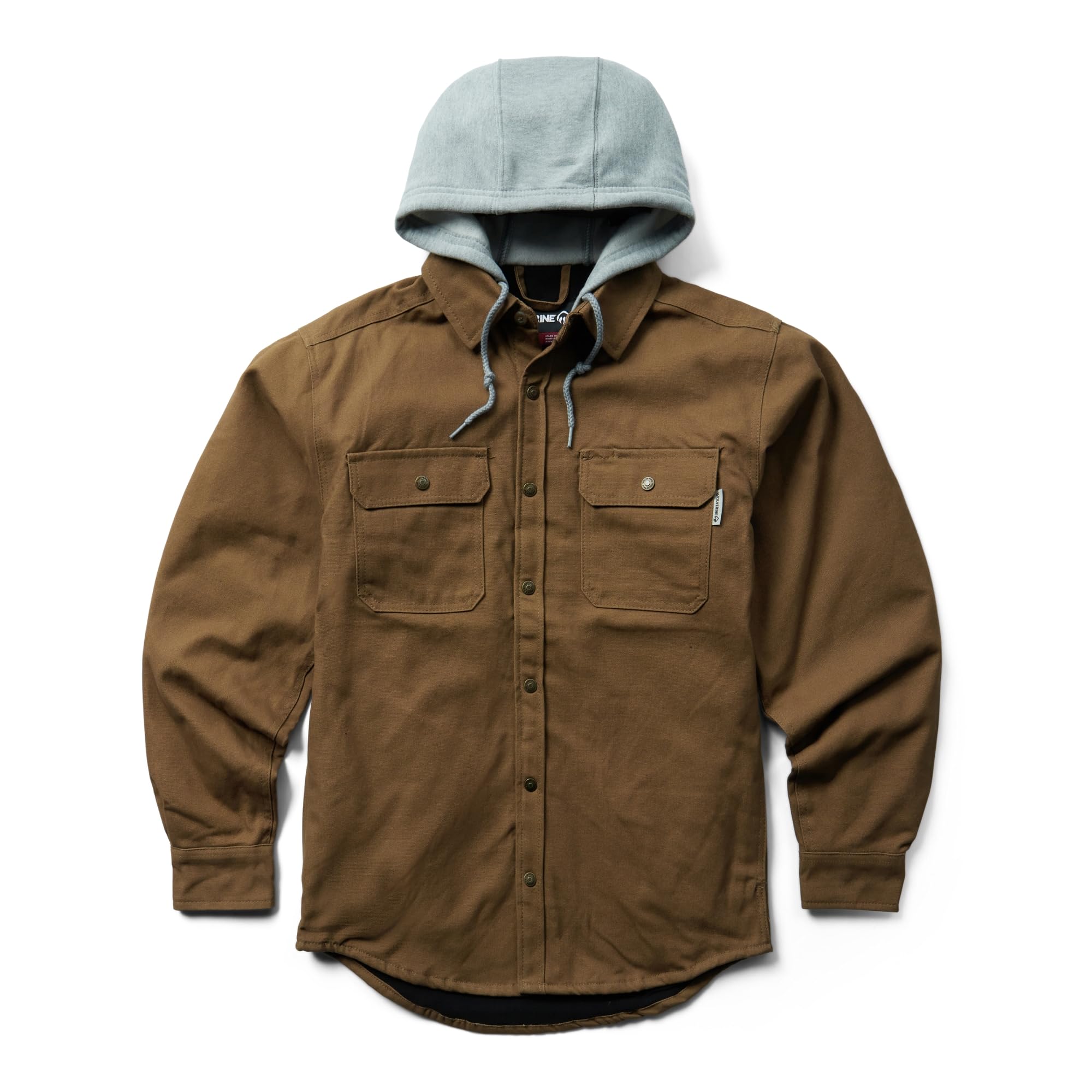 Wolverine Men's Overman Fleece Lined Cotton Duck Canvas Hooded Shirt ...