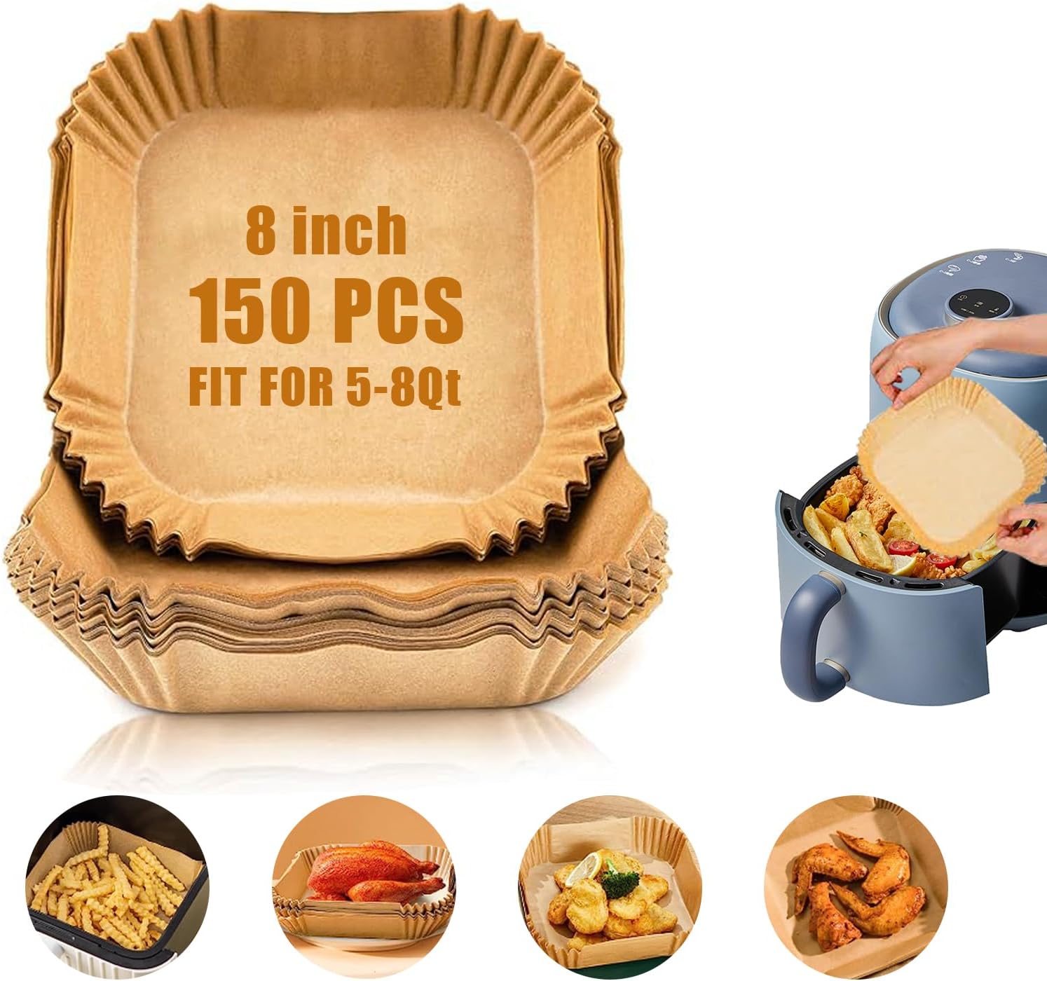 Amazon.com: Air Fryer Disposable Paper Liner,100Pcs 8 Inch Square Food ...