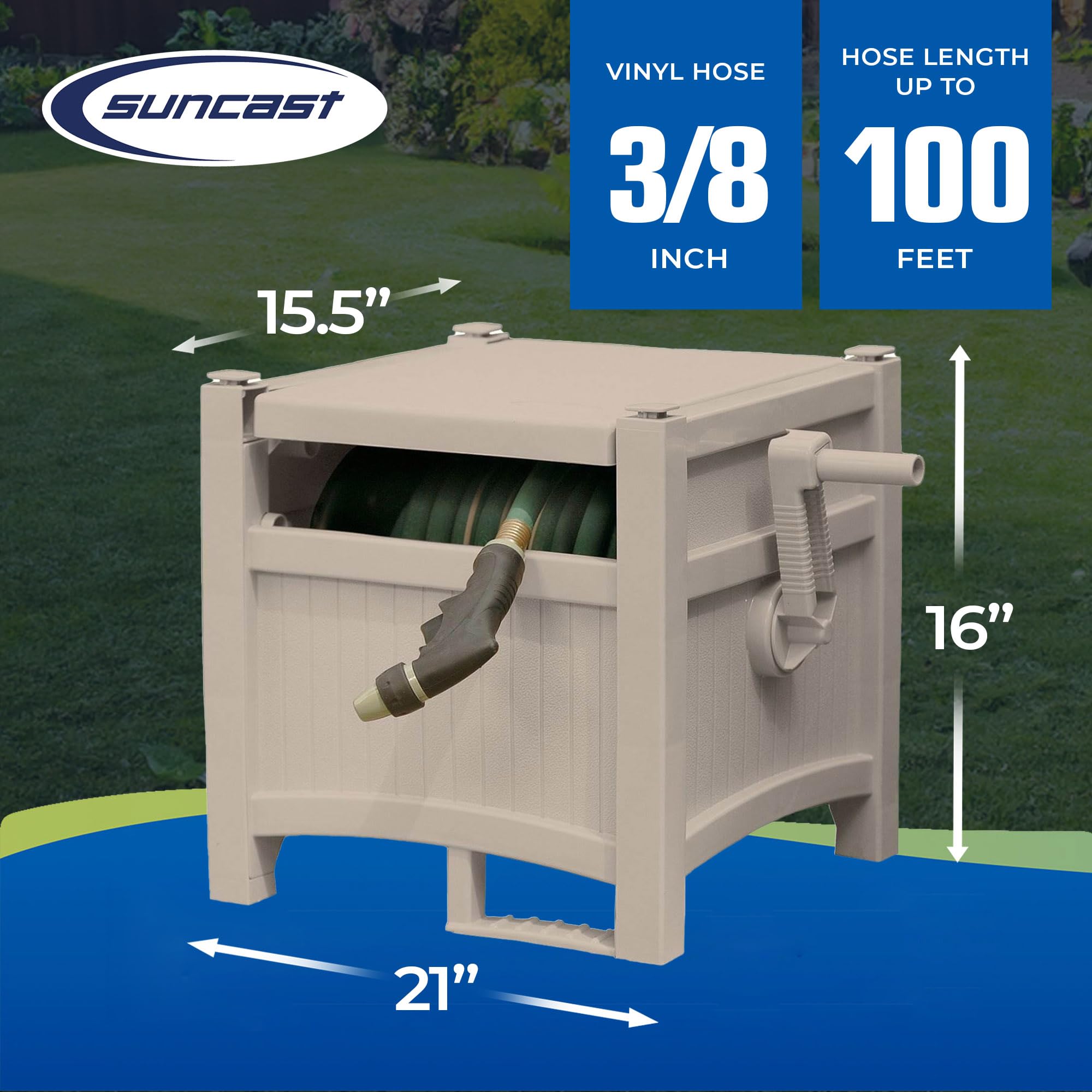 Snapklik.com : Suncast 100 Foot Capacity Hideaway Garden Hose Reel For ...