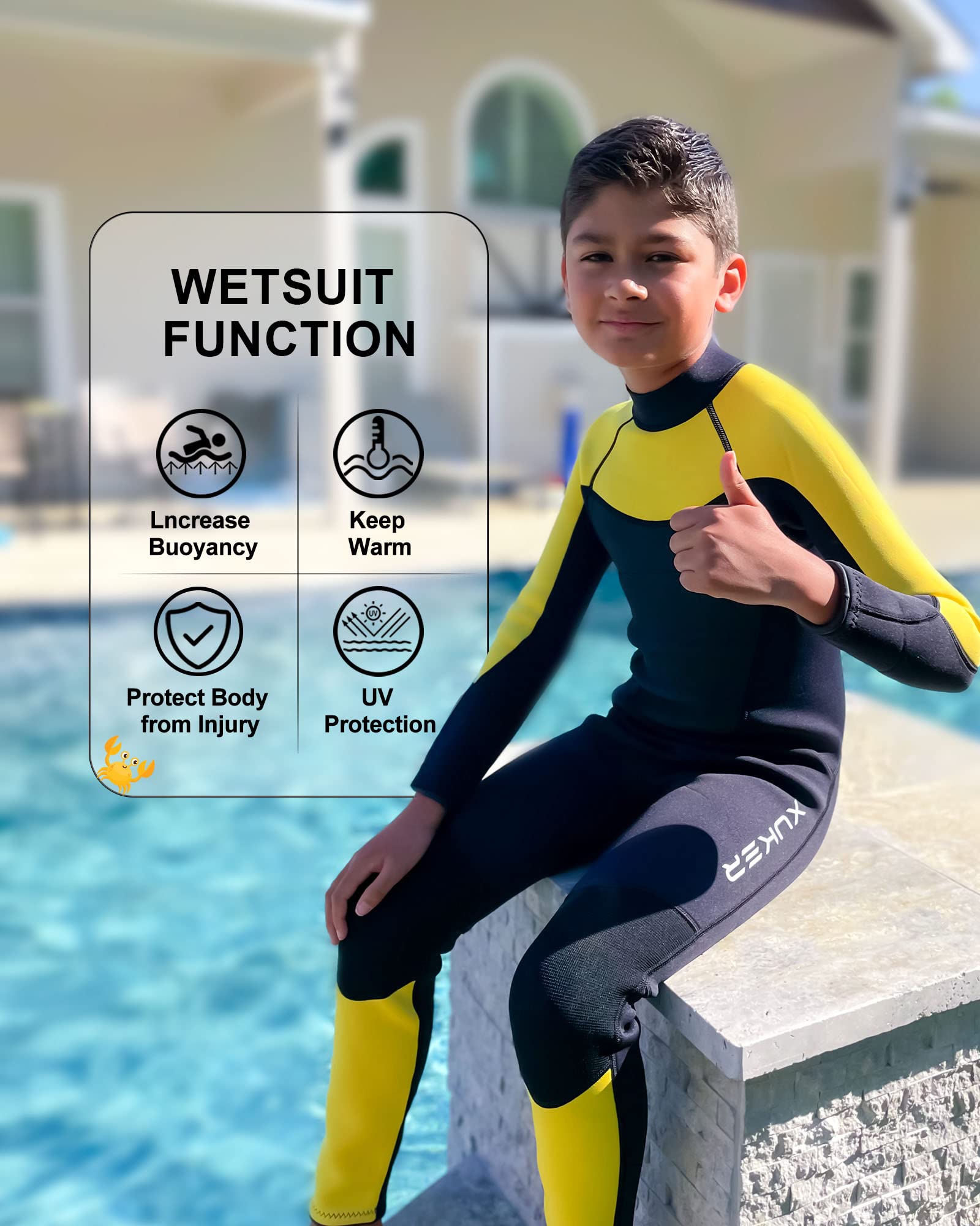 Snapklik.com : Kids Wetsuit For Boys Girls Toddlers, 3mm Wetsuit Back ...