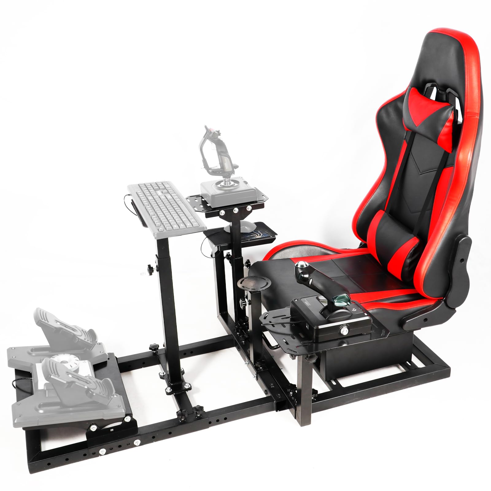 Amazon.com: Hottoby Flight Racing Simulator Cockpit with Red Seat Adjustable&Shifter Platform ...