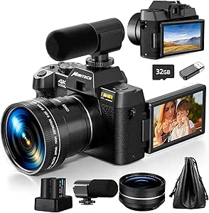 Monitech 48MP Digital Camera 4K Video Camera Reversible Display Point ...