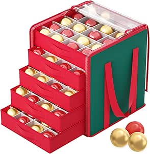 Amazon.com: TPCSCH Clear Christmas Ornaments Storage Box with Divider ...