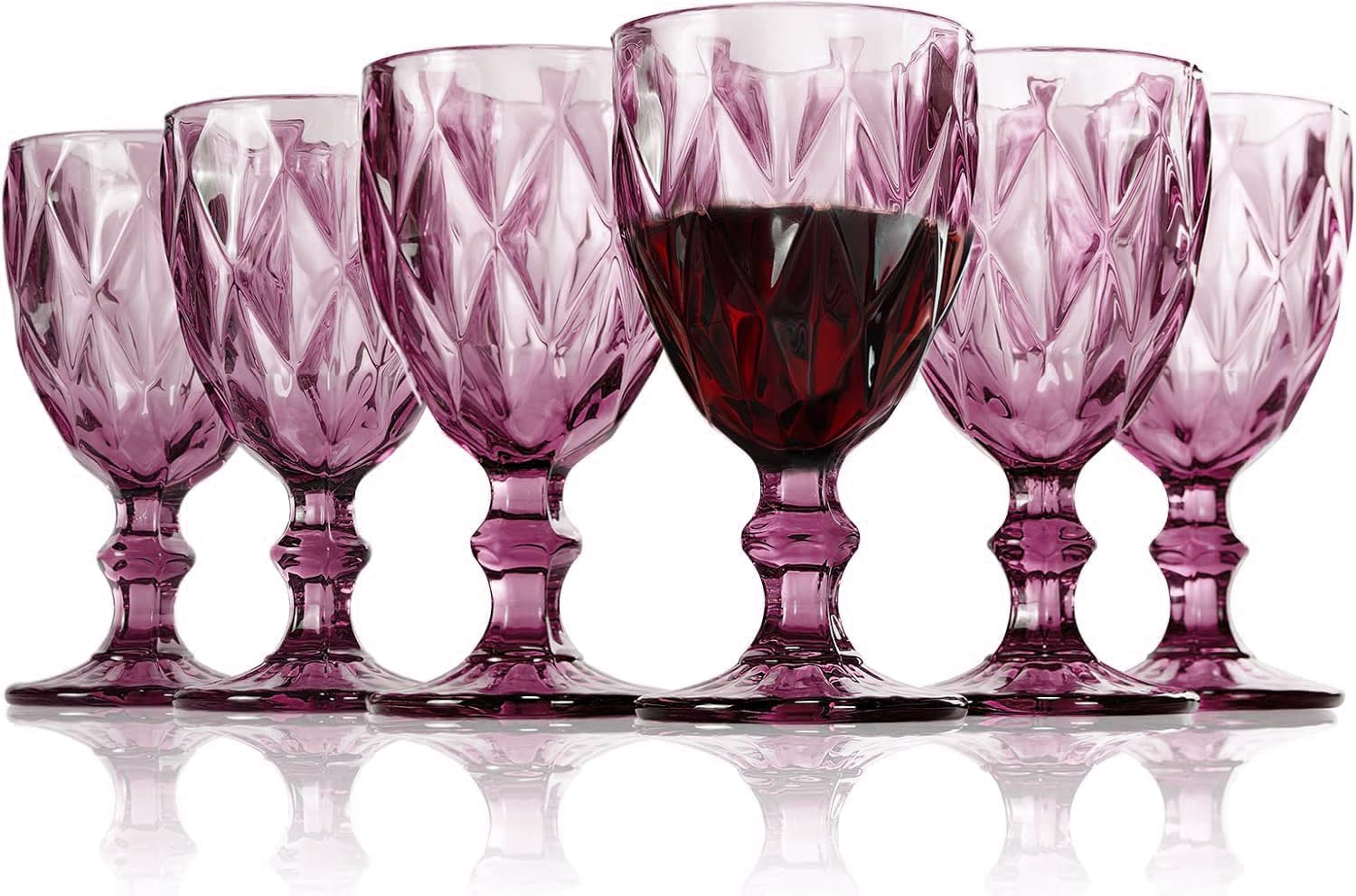 Copas de cristal para vino vintage, Juego de 6 copas de cristal labrado ...