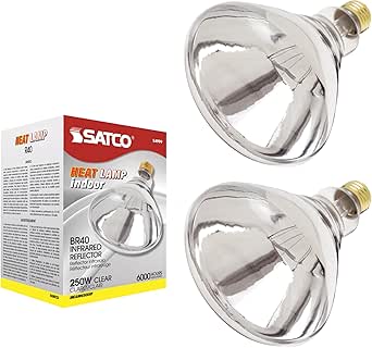 Satco S4999-250 Watt BR40 Heat Lamp Bulb – Clear Finish, Incandescent ...