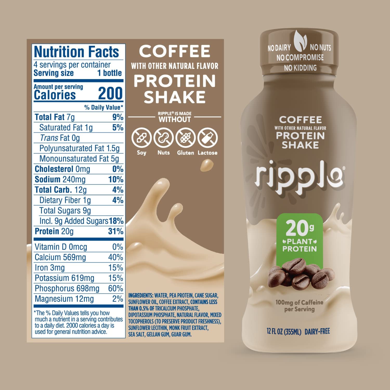 Snapklik.com : Ripple Coffee Plant Based Protein Shake 20g Of Quality ...