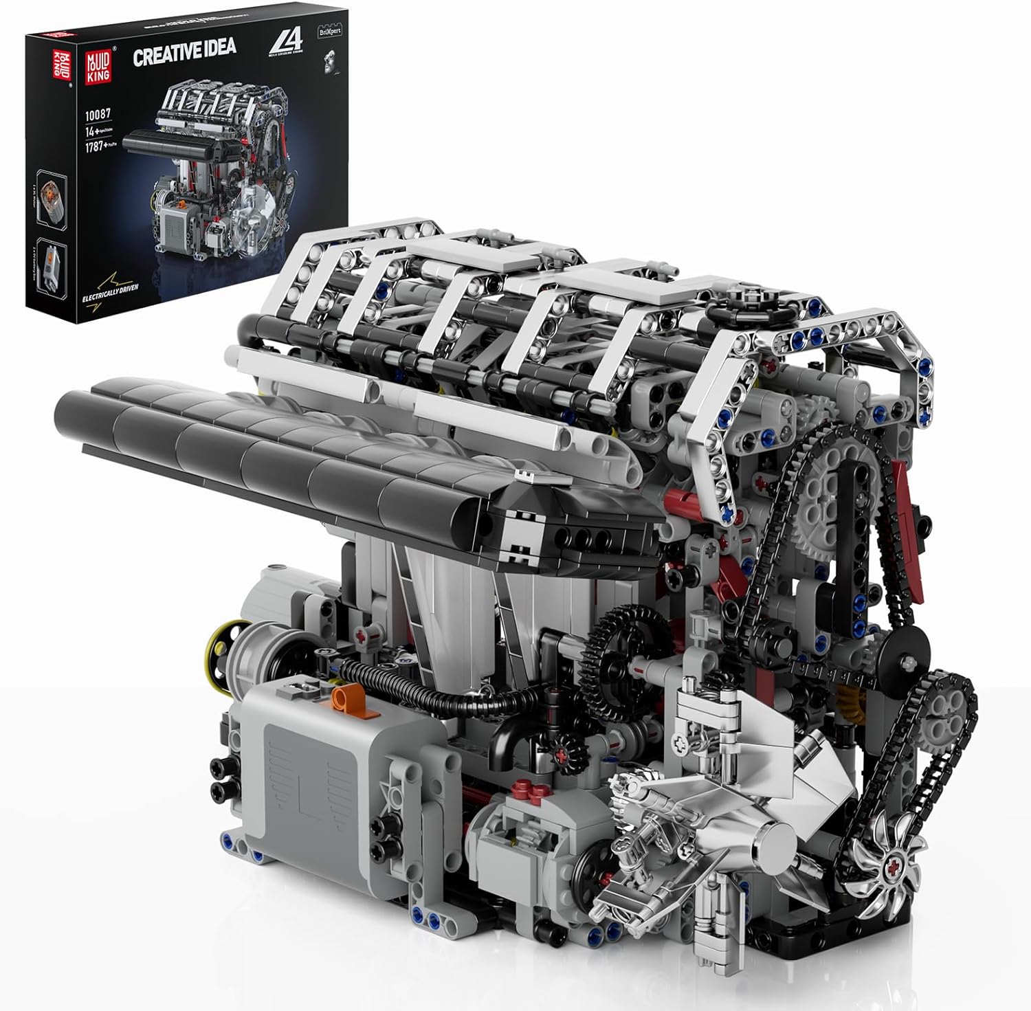 Amazon.com: MOULD KING L4 Engine Building Kit, L-4 Diesel Engine Model ...