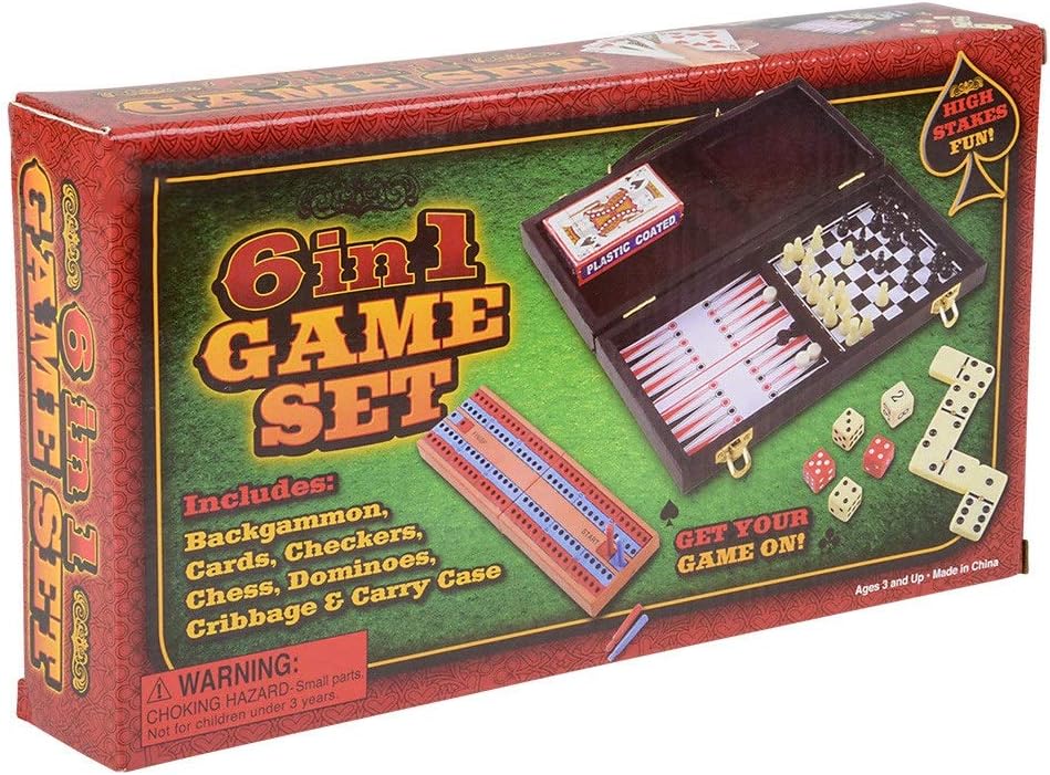 Amazon.com: Srenta 11” Six in One Game Set, Backgammon, Chess, Checkers ...