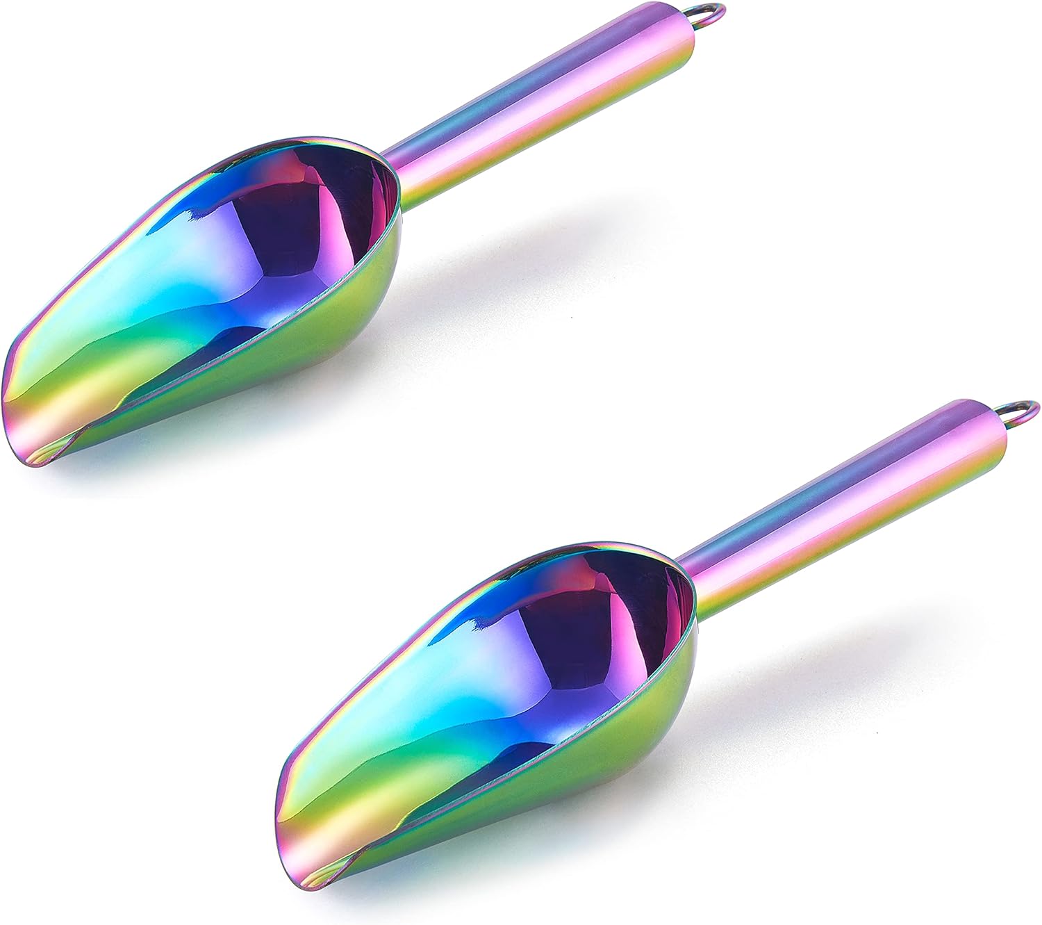 Amazon.com: Mini Ice Scoop Set of 2, E-far 3 Ounce Rainbow Stainless ...