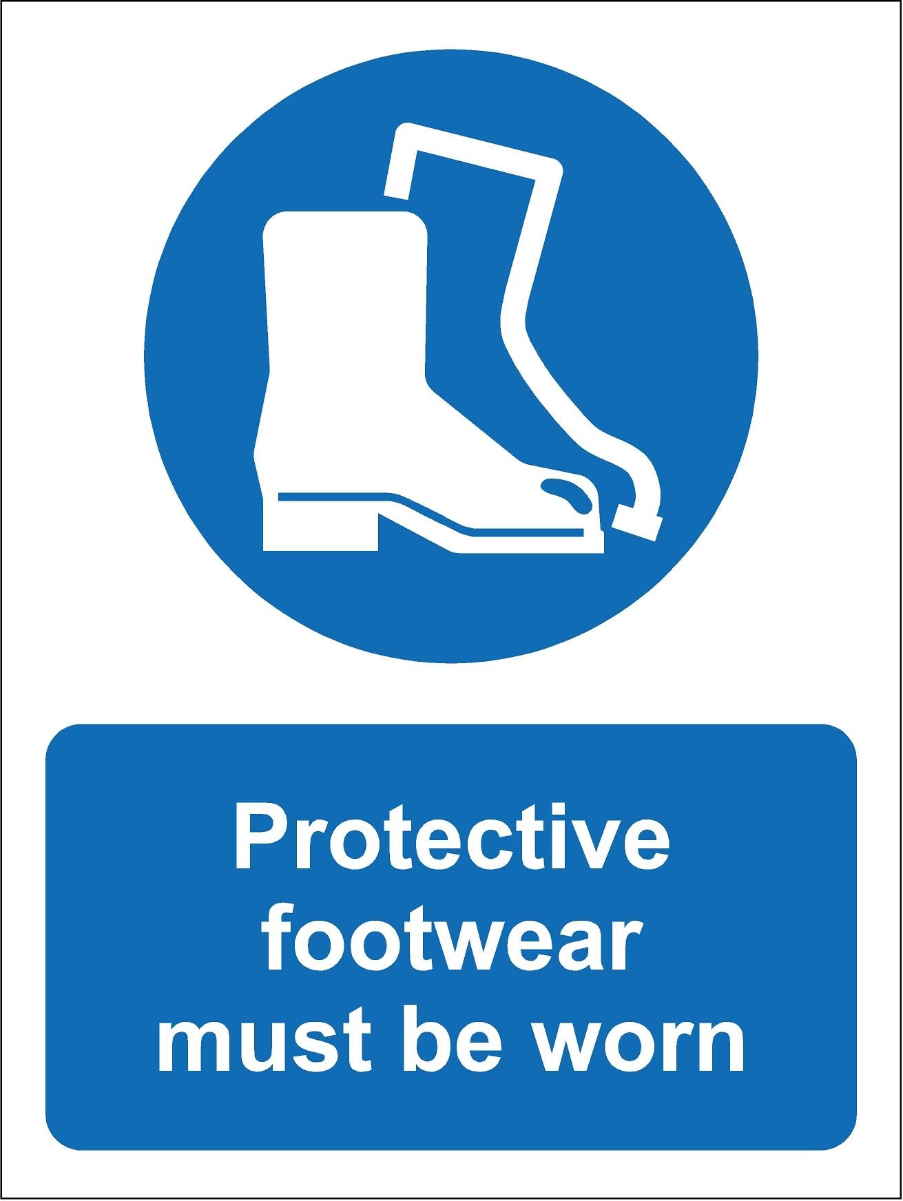 Protective footwear must be worn safety sign - 1.2mm rigid plastic ...