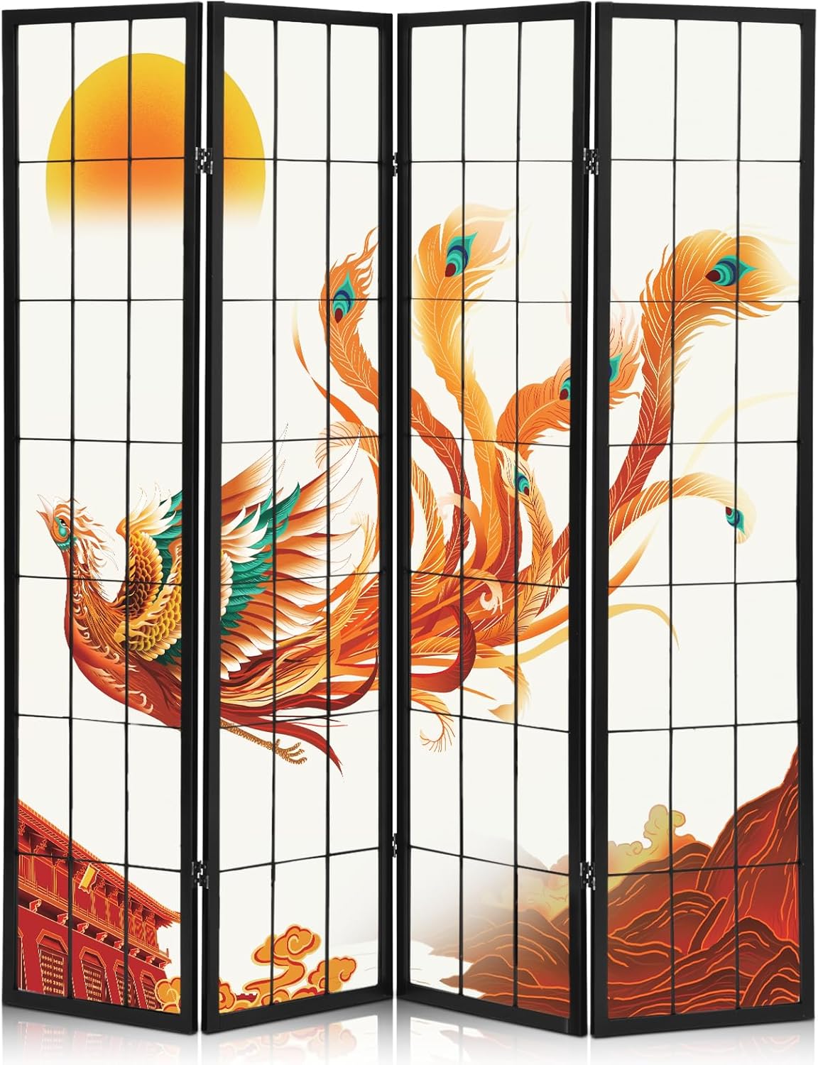 Amazon.com: MoNiBloom 4-Panel Partition Room Dividers, 5.9 ft Phoenix ...