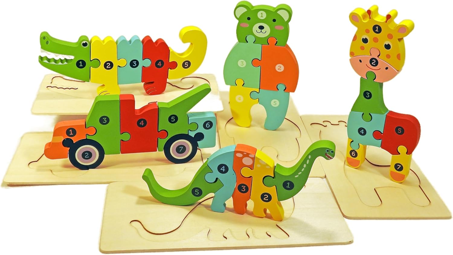 Amazon.com: Turdo Toddler Wooden Puzzles 5 Pack - Gifts Idea for 3 to 5 ...
