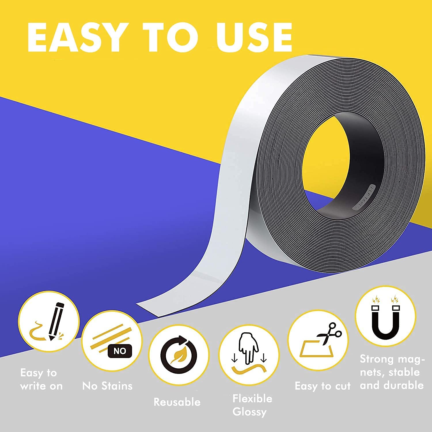 Snapklik.com : LLPT Dry Erase Magnetic Label Strips 1” X 26 Ft Blank ...