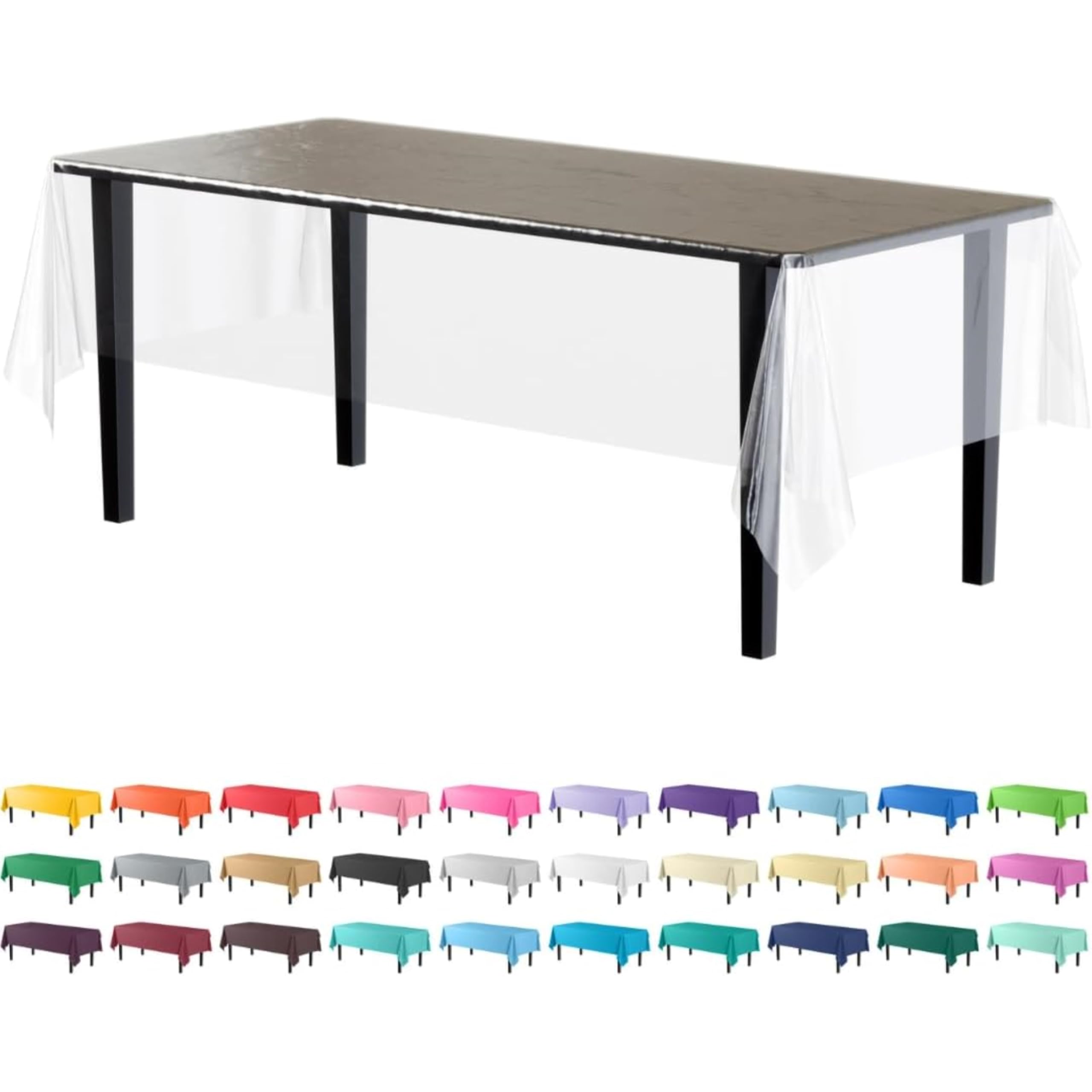 12-Pack Premium Plastic Tablecloth 54in. x 108in. Rectangle Table Cover ...