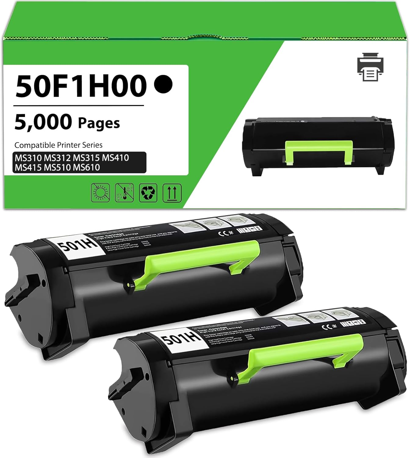 Amazon.com: 50F1H00 501H Toner Cartridge Compatible for Lexmark 50F1H00 ...