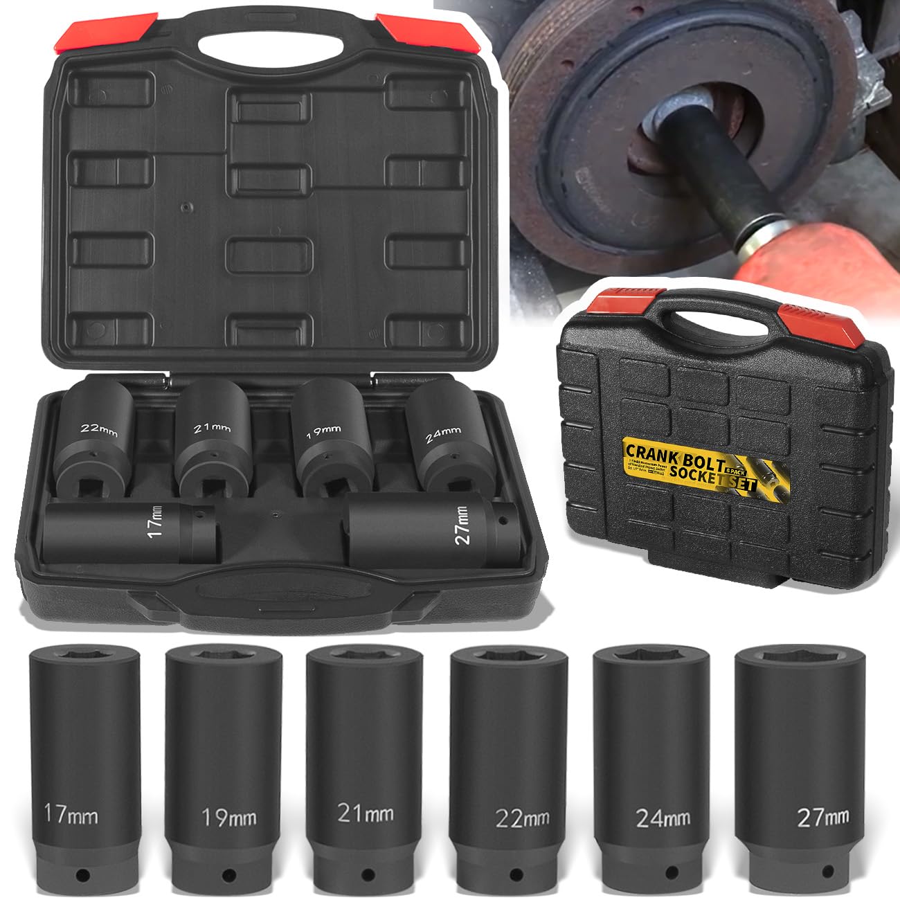 Snapklik.com : 6 Pack 1/2 Drive Crank Bolt Socket Set - 17MM, 19MM ...