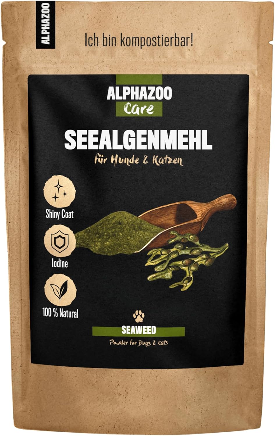 alphazoo Seealgenmehl 500g für Hunde und Katzen, Natürlicher Barfzusatz ...