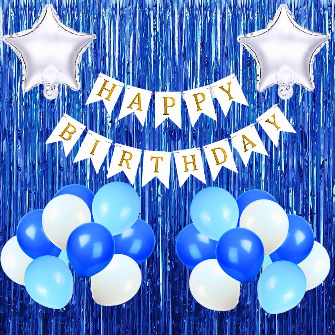 Flyloons Birthday Decoration Items for Girls Boys with Blue and Sky ...