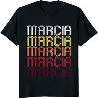 Amazon.com: Marcia Retro Wordmark Pattern - Vintage Style T-shirt ...