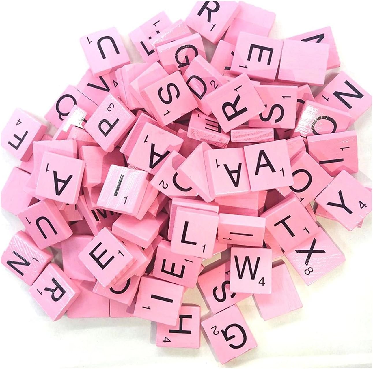 Coloured wooden scrabble tiles - Pack of 100 by Risingstar (Pink ...