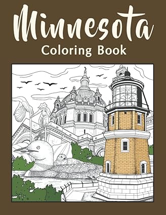 Minnesota Coloring Book: Adult Coloring Pages, Painting on USA States ...