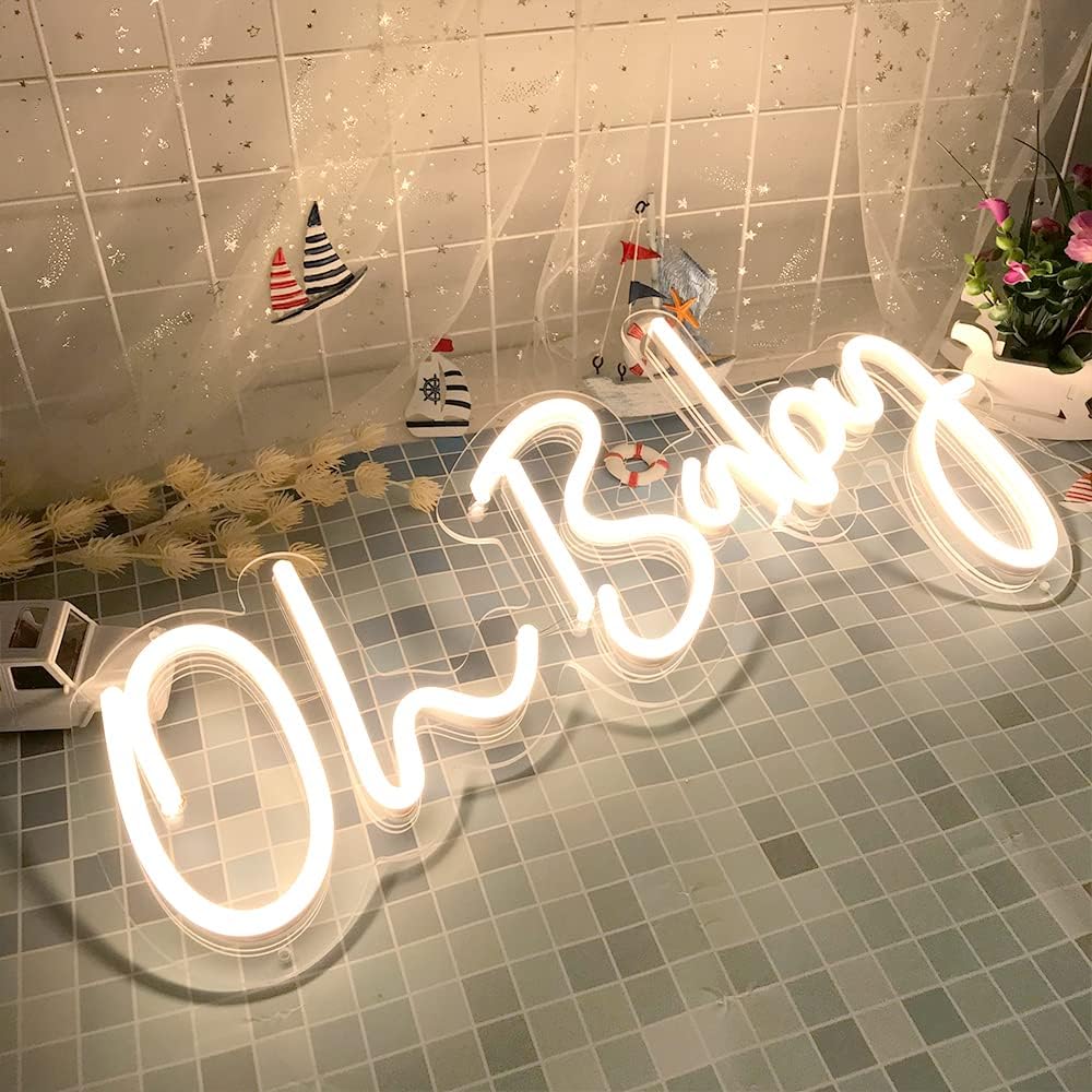 Amazon.com : Planzo Oh Baby Neon Light Sign for Baby Shower Party ...