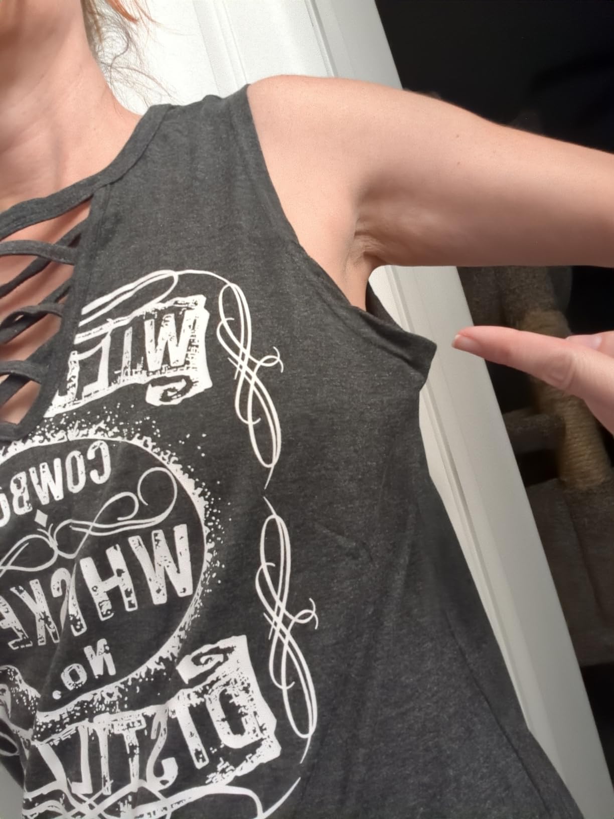 Wasted On You Steer Skull Criss-Cross Hollow Out Tank Tops Women ...